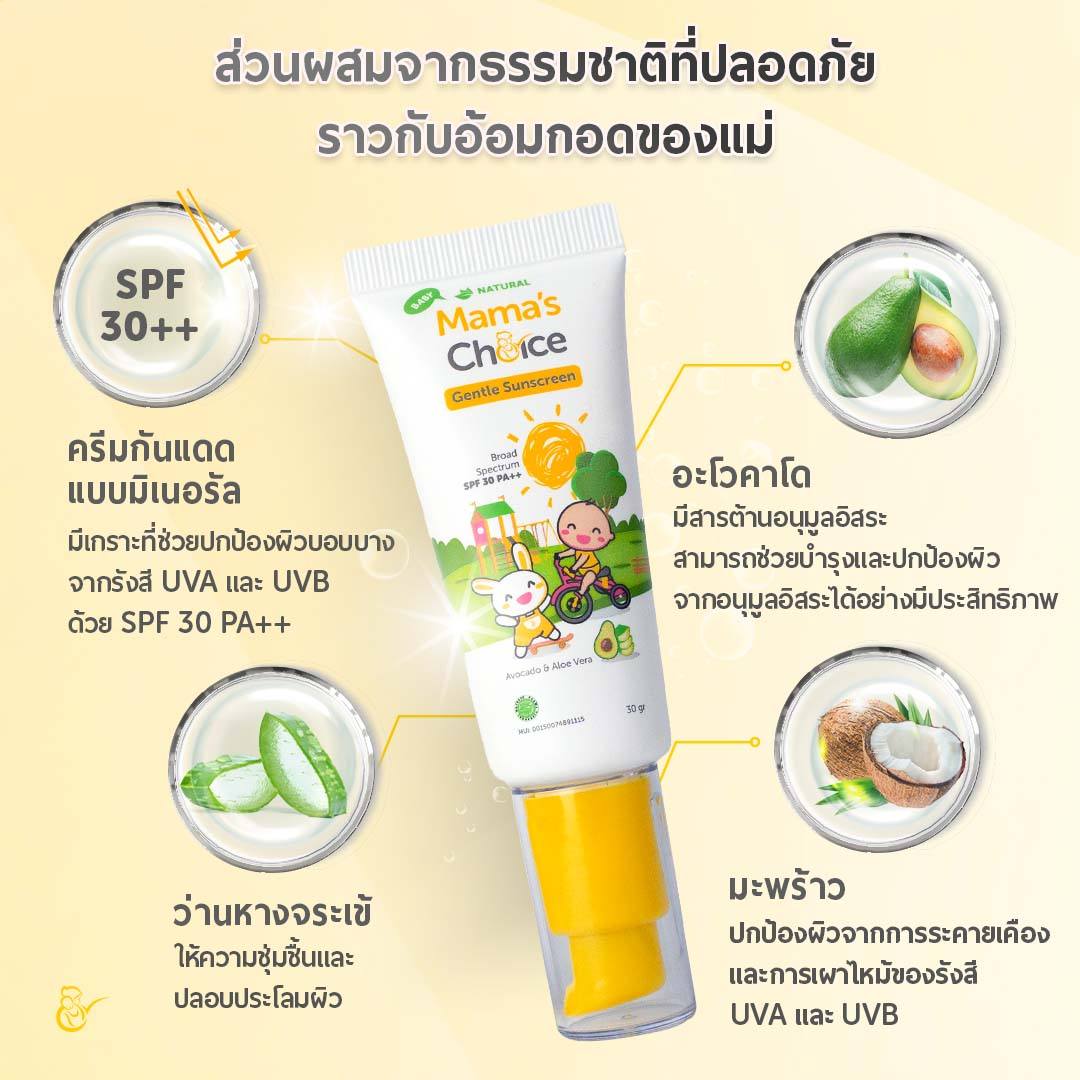 Mama's Choice ครีมกันแดดเด็ก SPF 30 PA++ | Gentle Sunscreen