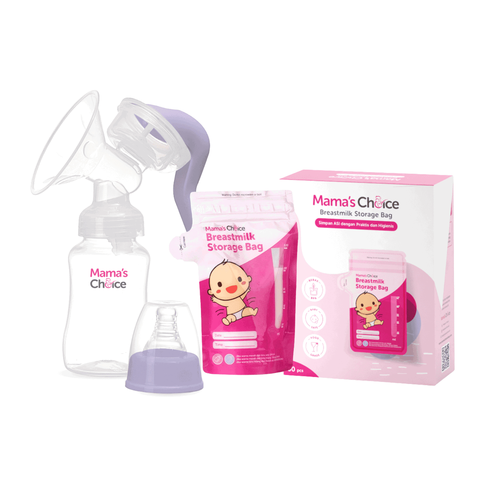 Manual Breast Pump and Breastmilk Storage Bag Bundle | Mama's Choice