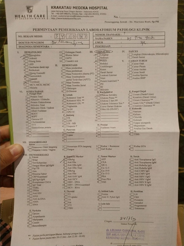 Cek lab Bun, saya disuruh cek lab sm dokter kandungan.. Baik