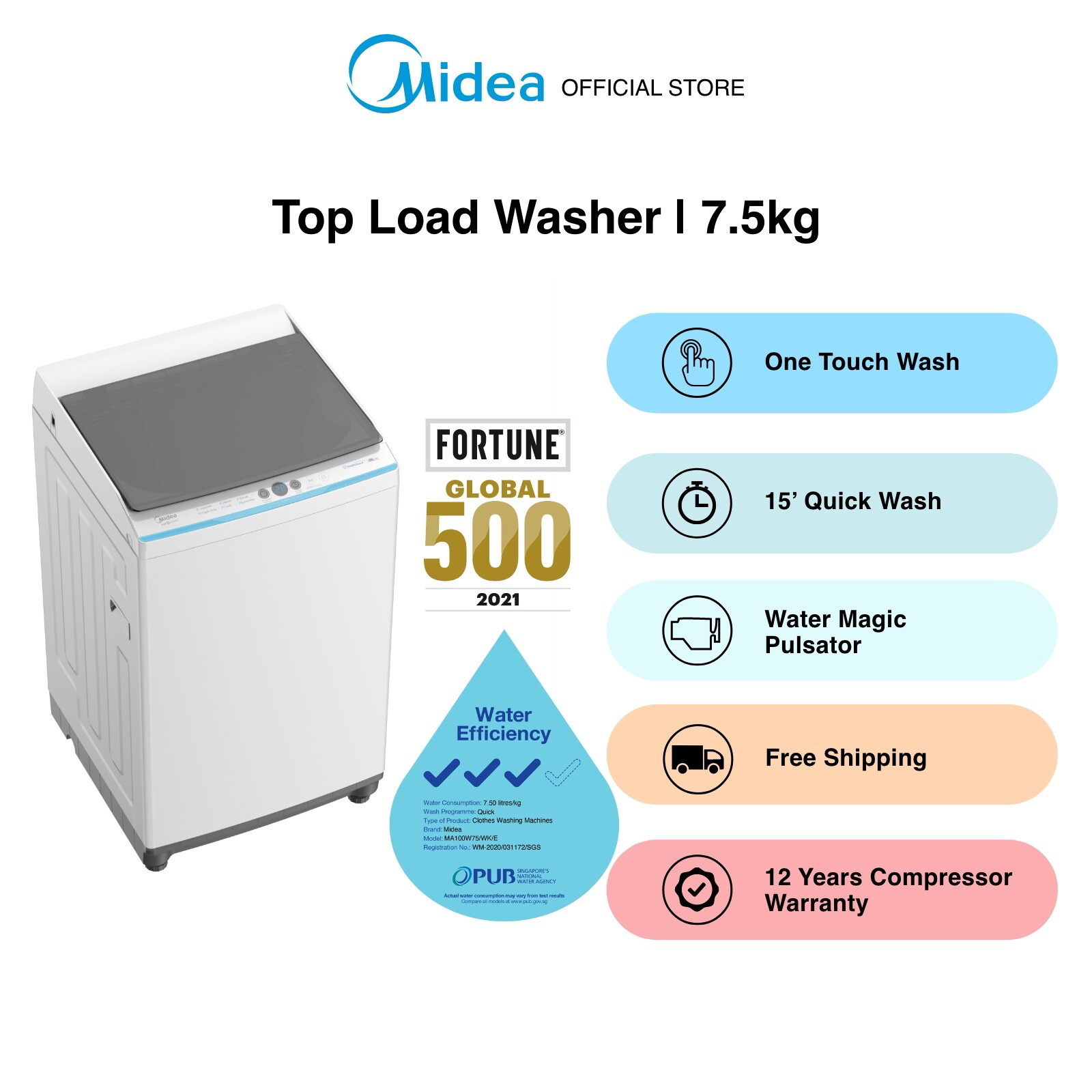 Midea Washing Machine - MA100W75/WK/E | theAsianparent theAsianparent ...