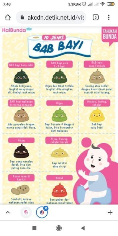 12 jenis Pup Bayi. Ciri, diare dan tingkat waspada. (Disimpe