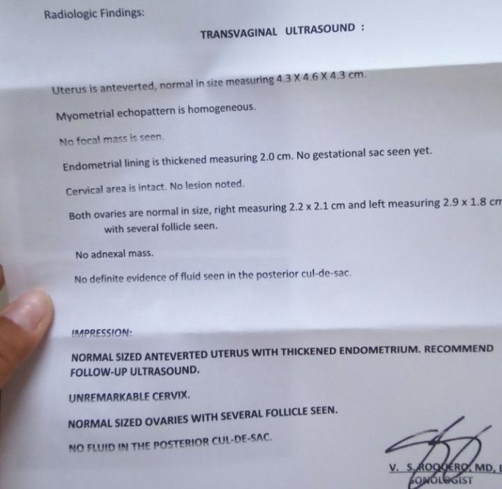 Transvaginal ultrasound Hi mga moms ask lang baka may maruno