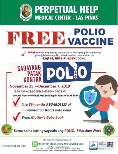 Libreng Bakuna Kontra Polio Mula Sa Mga Ospital Sa Bansa