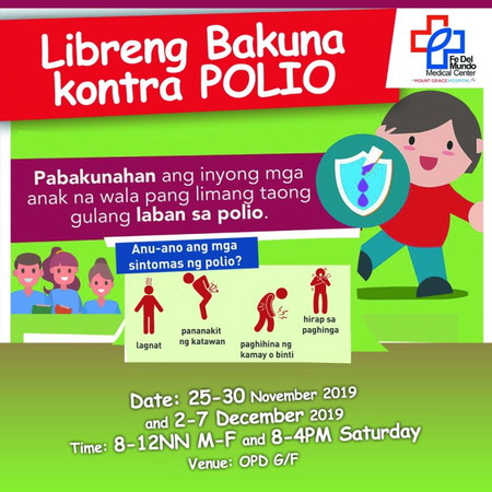 Libreng Bakuna Kontra Polio Mula Sa Mga Ospital Sa Bansa