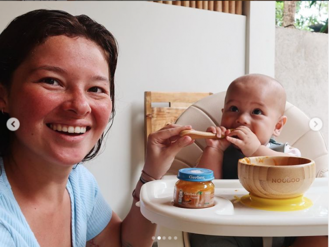 First Meal: Thrilled To See Mommy Andi & Baby Koa Enjoying Solid Food