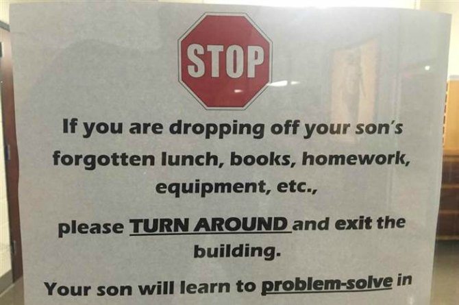 School Policy Tells Parents To Let Kids Problem Solve On Their Own