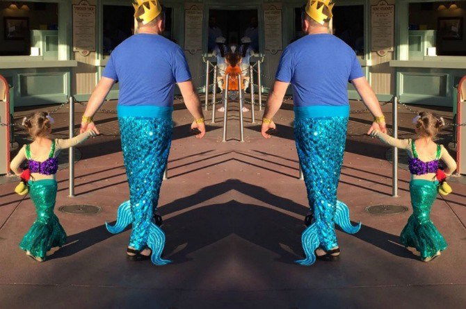 Daddy Dress Up: Mer-Dad And Daughter In Disneyland Are Adorable