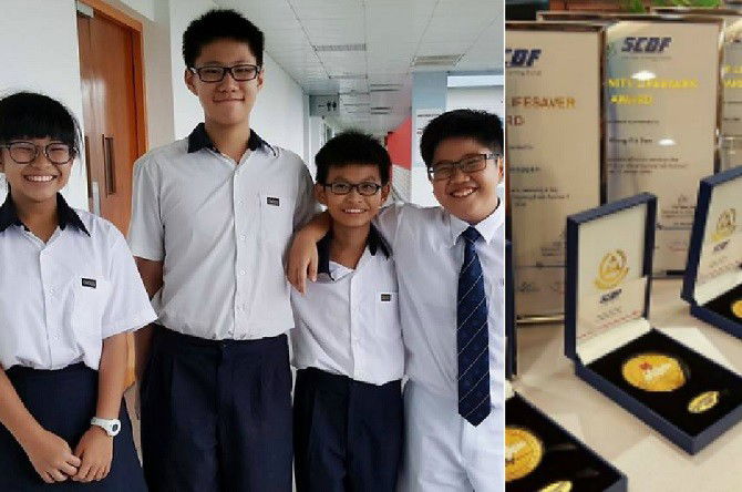 SCDF Awards For Schoolkids Who Helped Rescue Boy Trapped By Car