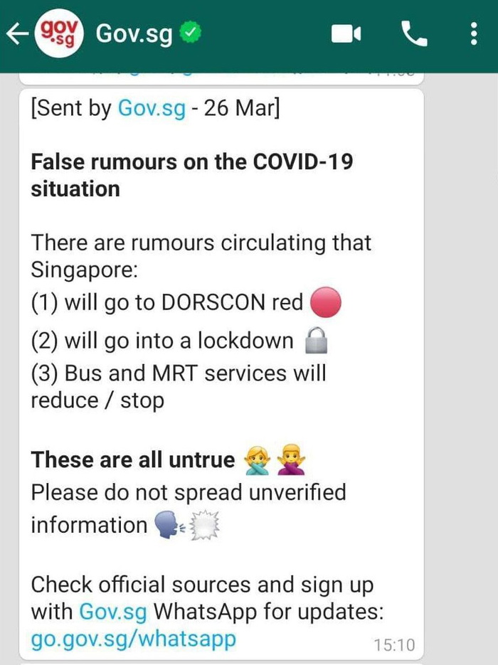 DORSCON Red Rumour Circulates, Govt Says They Are All Untrue