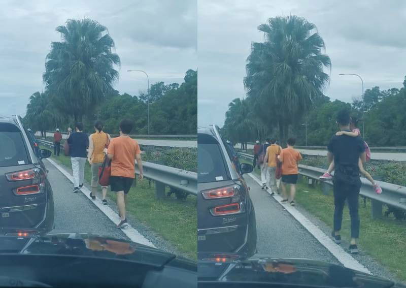 Man Carries Daughter Across Tuas Second Link on Foot After Traffic Jam