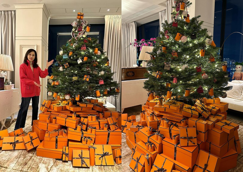Priscilla Ku Decks Her Christmas Tree With Dozens of Hermes Boxes