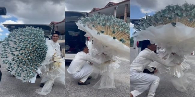 Bunga Duit Hantaran Kahwin Besar Sangat, Mujur Pengantin Tak Jatuh!